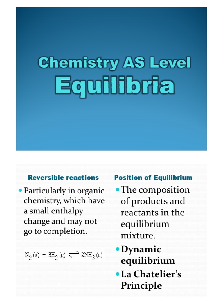 Equilibrium For AS Level Chemistry | PDF
