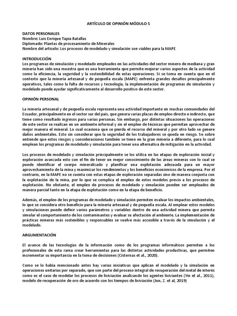 Articulo de Opinion Modulo 5 Luis Tapia | PDF | Tecnología