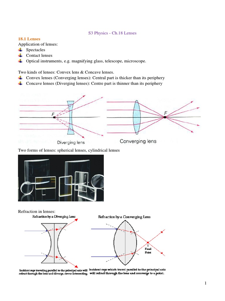 S3 Physics - Ch.18 Lenses | Download Free PDF | Optics | Electromagnetism