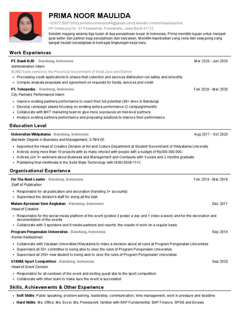 Prima Noor Maulida-newResume | PDF | Business