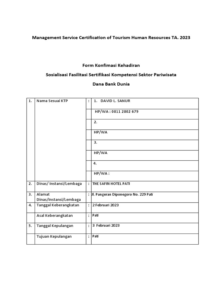Form Konfirmasi Kehadiran | PDF