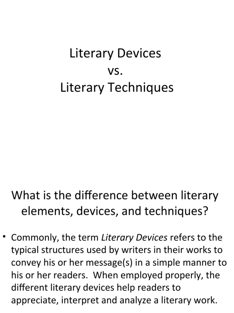 Literary Devices VS Literary Techniques | PDF | Narrative | Idea