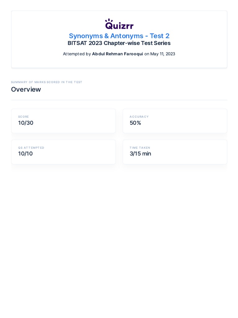 645cfe69b1831b344e690012 Quizrr | PDF | Accuracy And Precision | Cognition