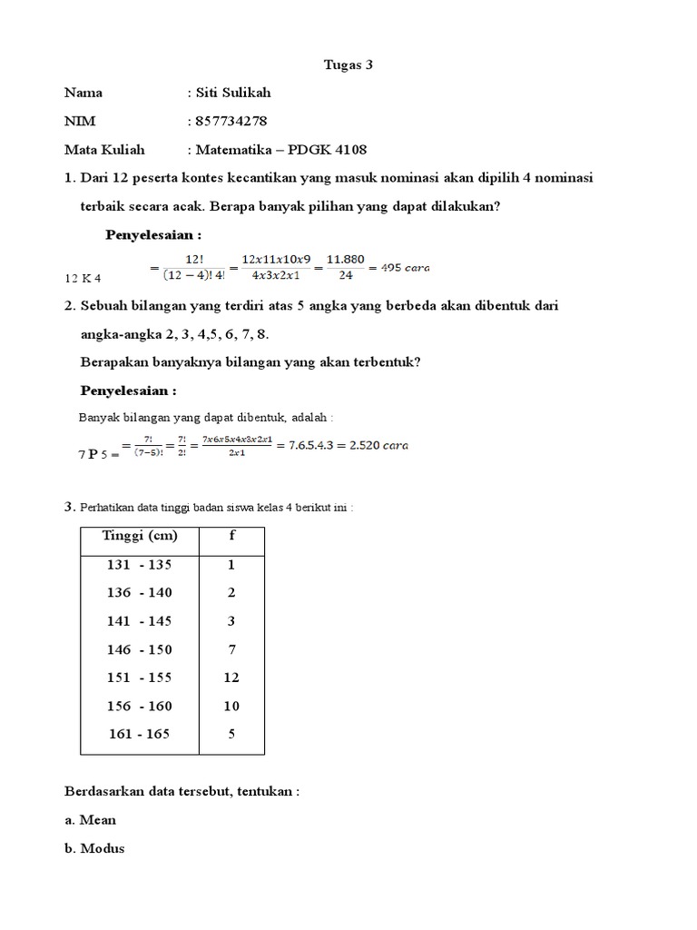Revisi Tugas 3 Matematika | PDF