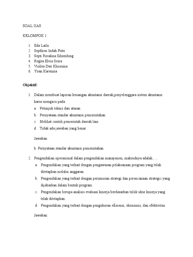 Soal Uas Kelompok 1 | PDF