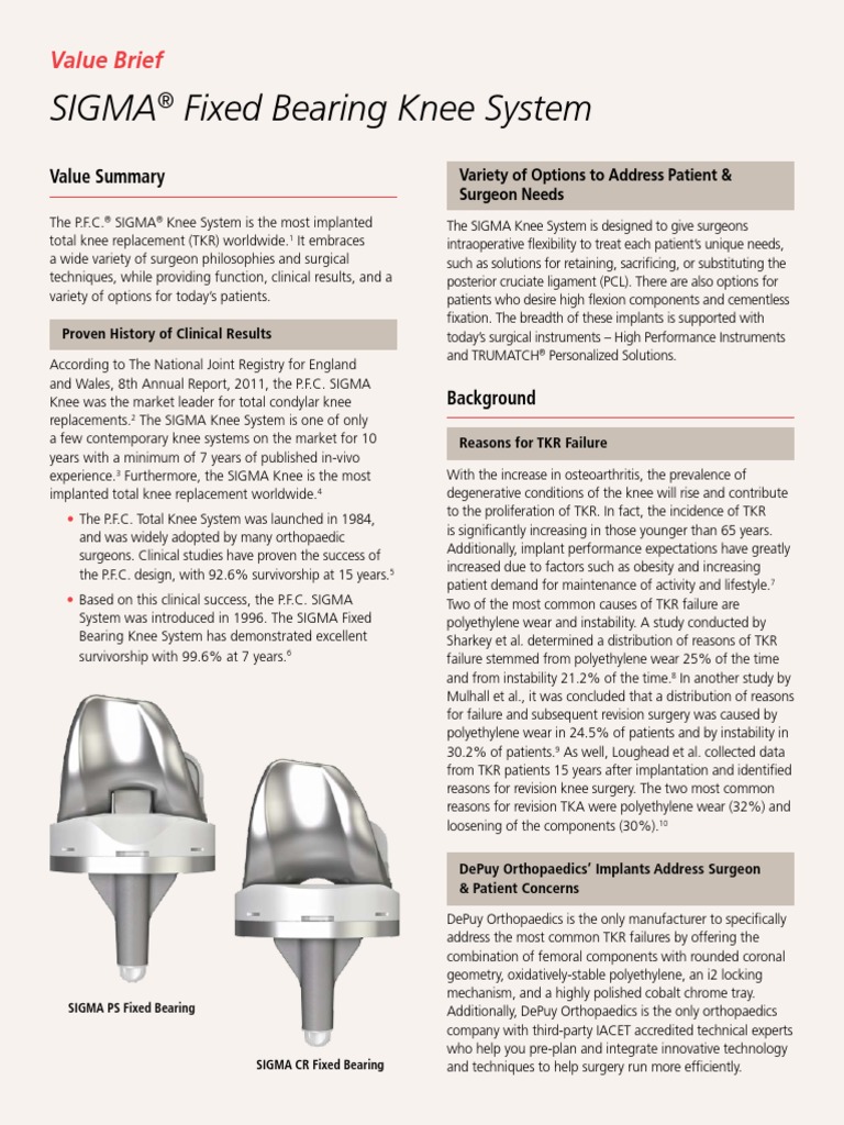 SIGMA FB Value Brief | PDF | Knee | Surgery