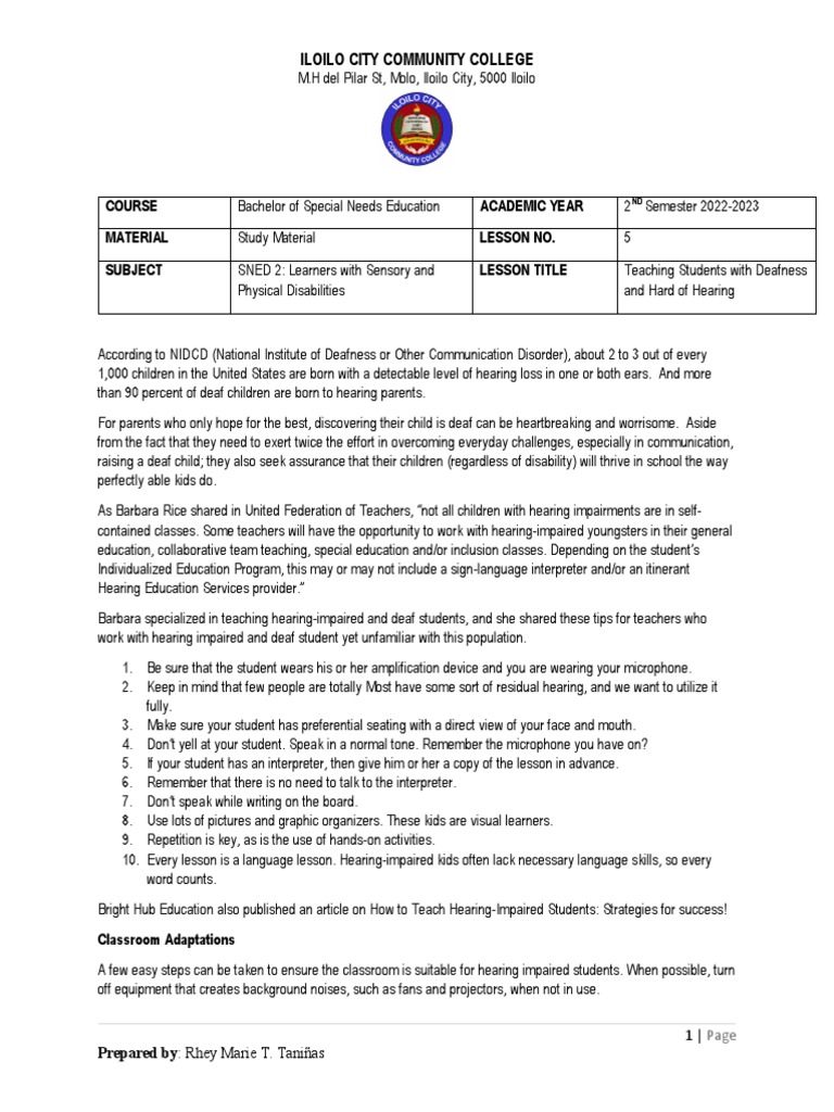 SNED 2 LESSON 5 | PDF