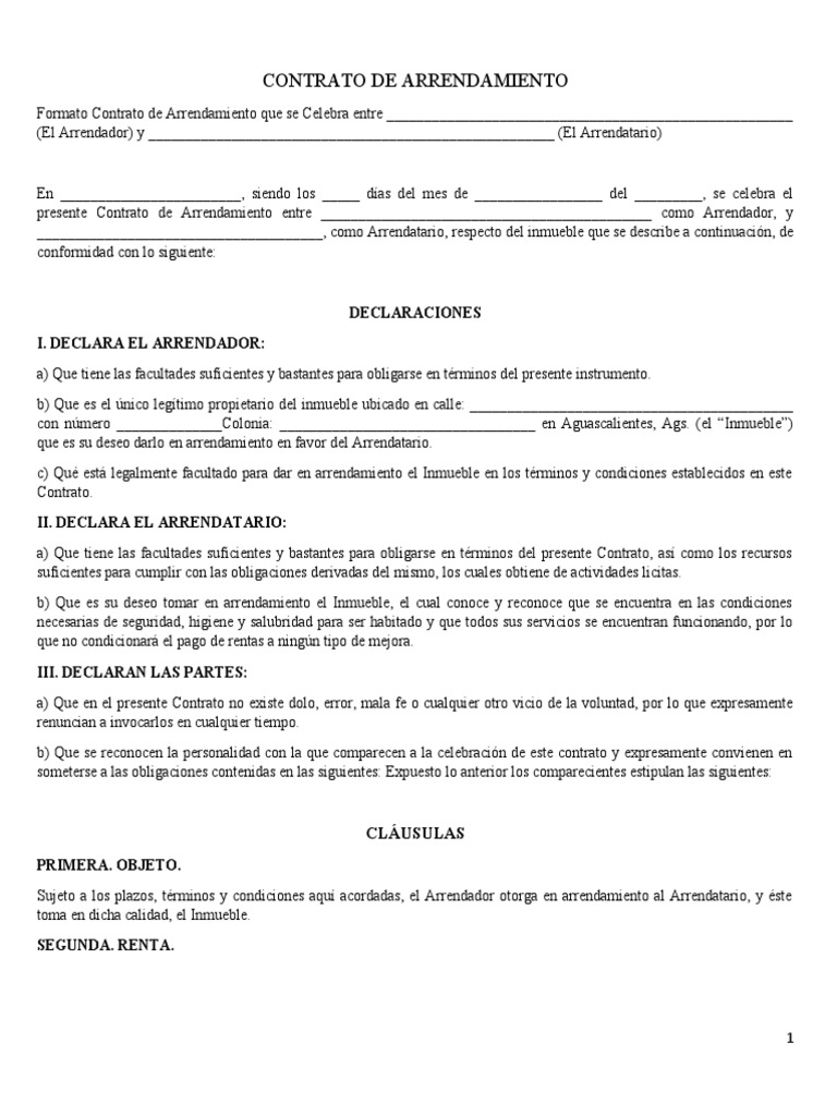 Contrato de Arrendamiento Detallado | PDF | Pagos