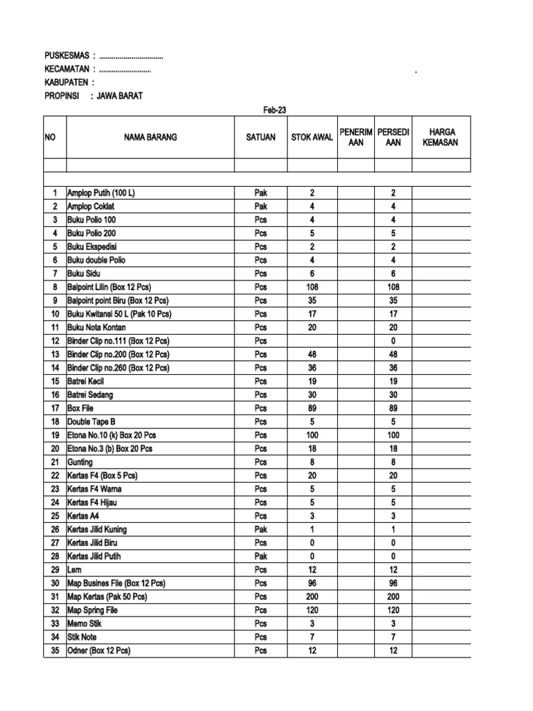 Contoh Laporan ATK | PDF