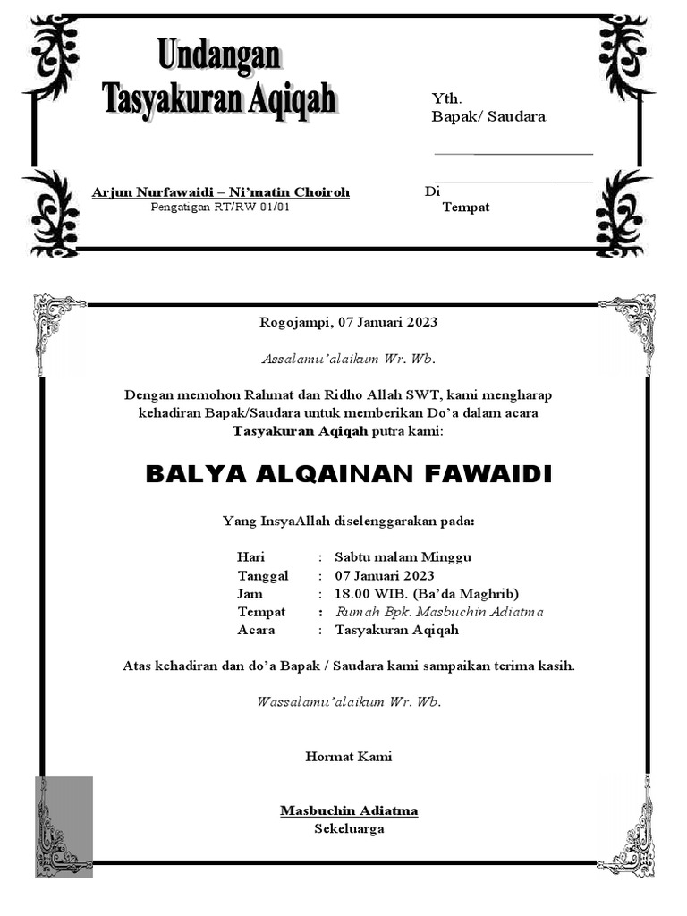Undangan 7 Bulanan | PDF