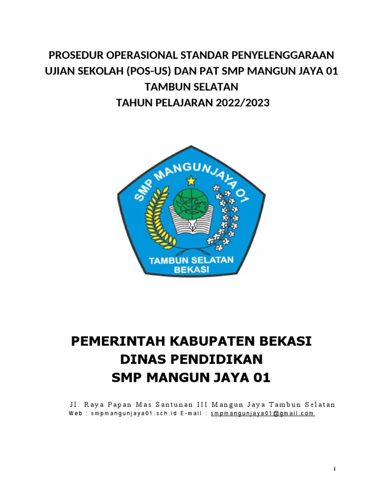 Contoh Pos Us Dan Pat (Prosedur Operasional Standar Penyelenggaraan ...