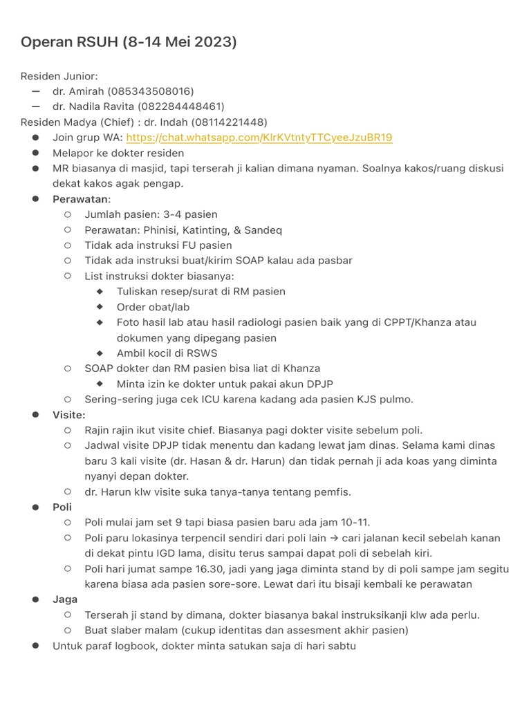 Operan RSUH (8-14 Mei 2023) | PDF