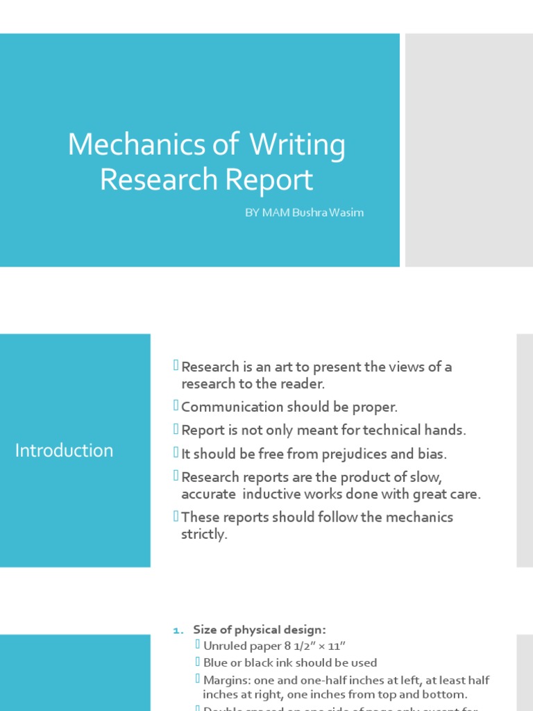 Mechanics of Writing Research Report | PDF