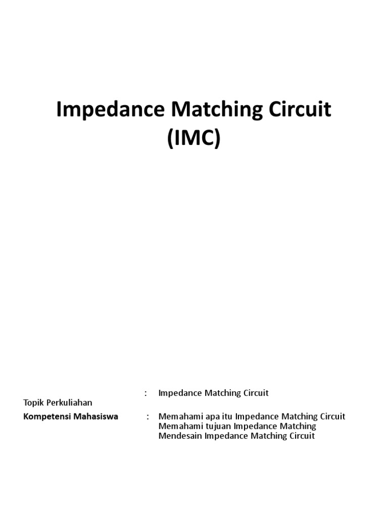 Impedance Matching Circuit 1 | PDF
