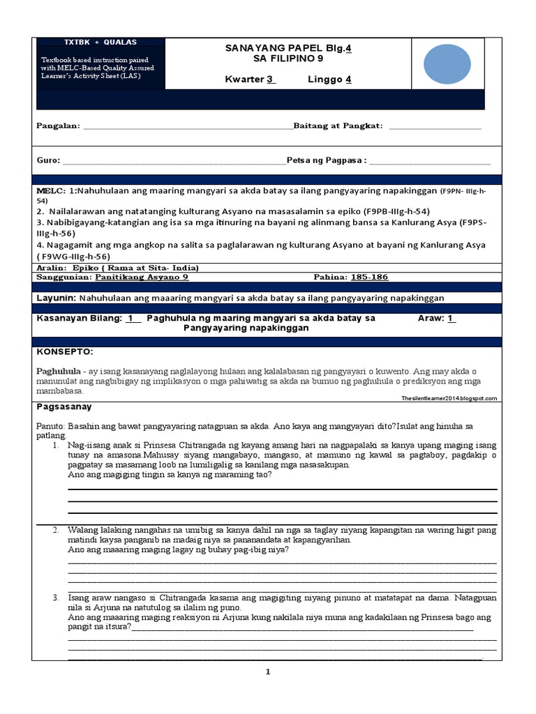 LAS Q3 Filipino9 W4 | PDF
