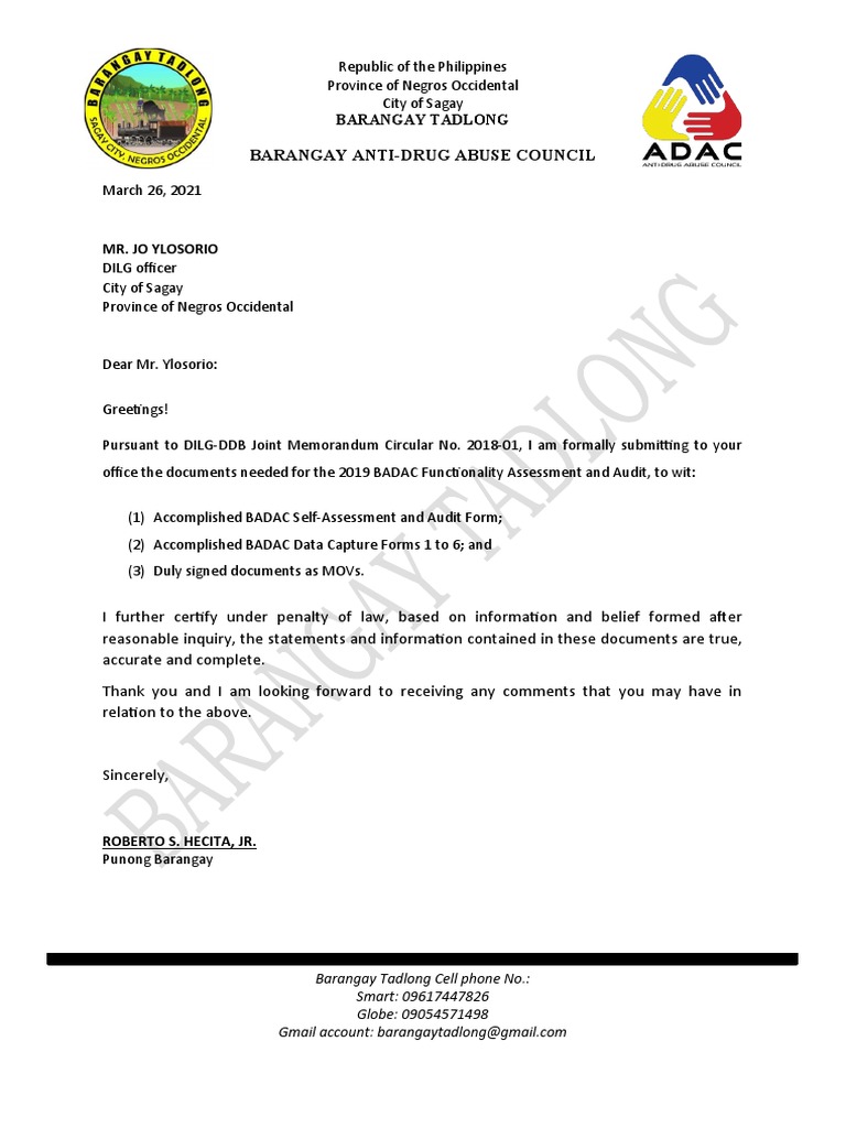 BADAC TEMPLATE - Cover Letter Sample | PDF