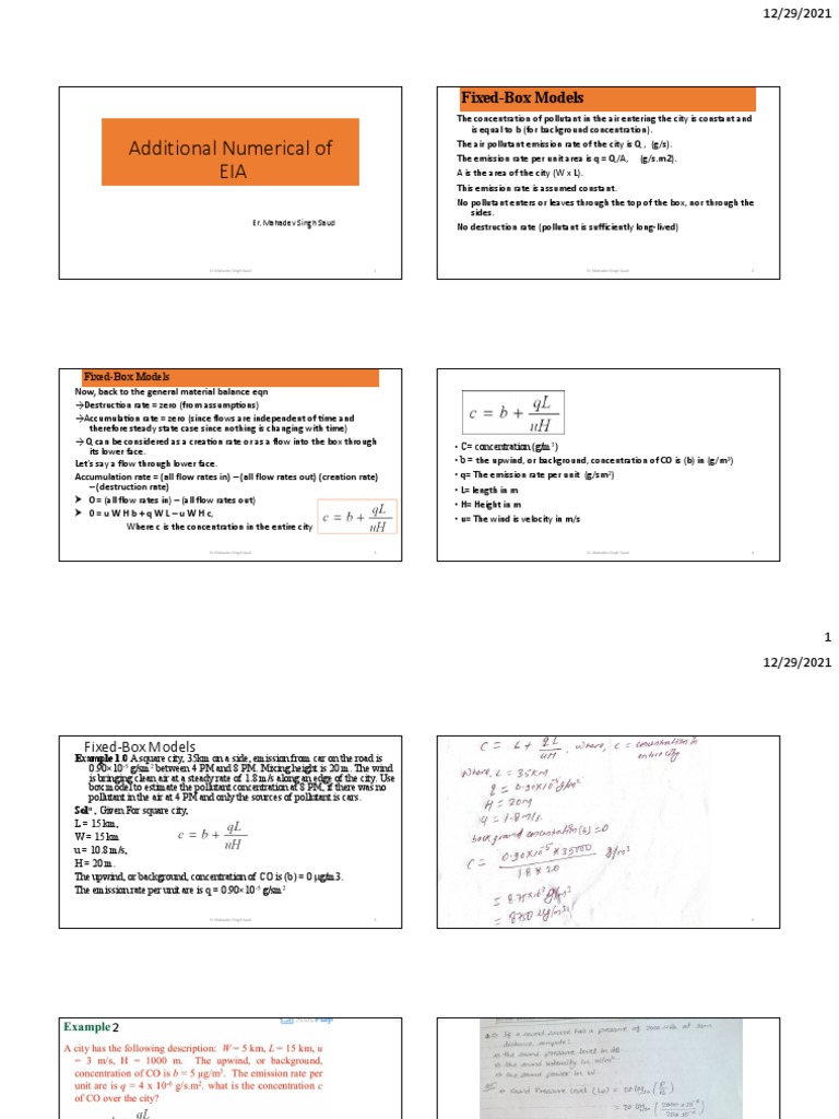 Additional Numerical of Air Pollution With Box Model | PDF | Atmosphere ...