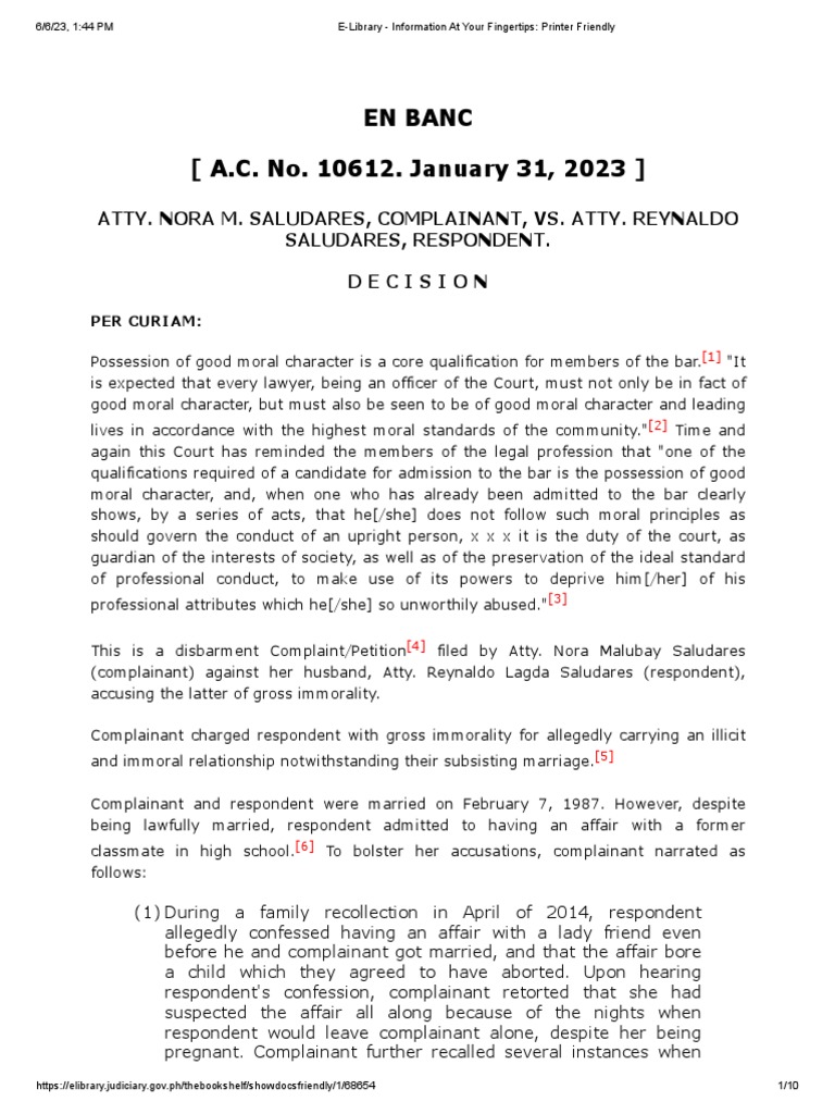 Atty. Nora M. Saludares, Complainant, vs. Atty. Reynaldo | PDF ...