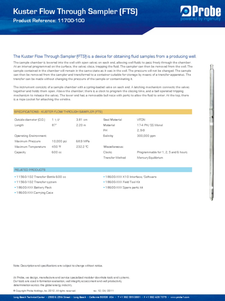 Probe Kuster Flow Through Sampler (FTS) | PDF