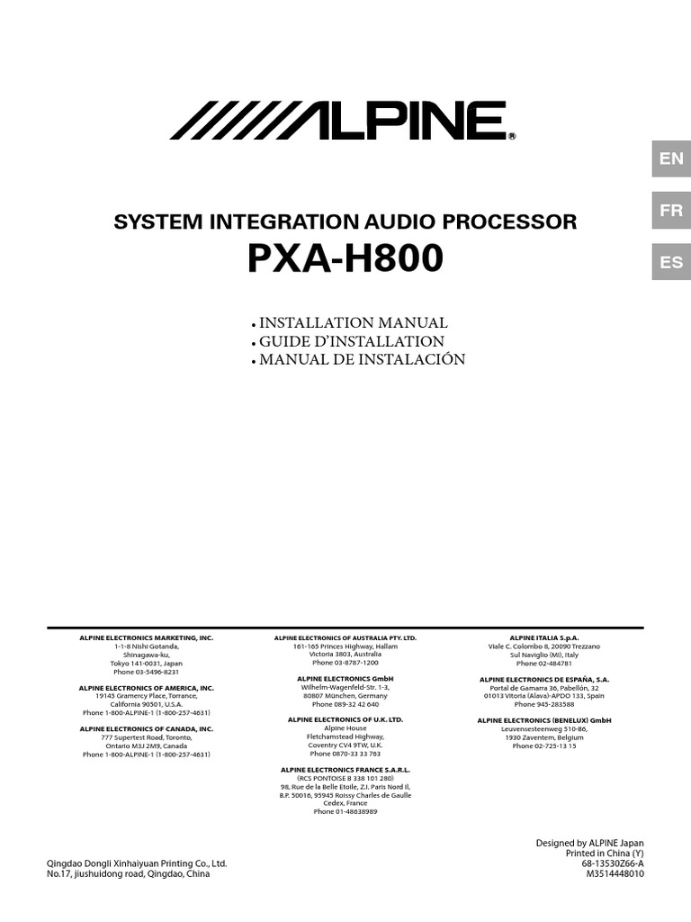 Alpine Processor Im - Pxa-H800 - en Manual Book | PDF | Electrical ...