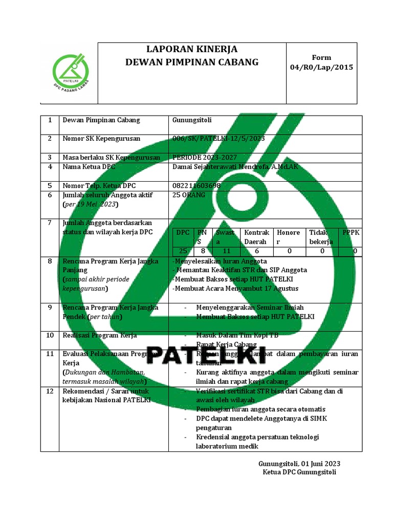 Laporan Kinerja DPC Gunungsitoli | PDF