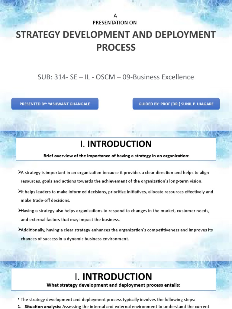 Strategy Development and Deployment Process | PDF | Strategic Management | Goal