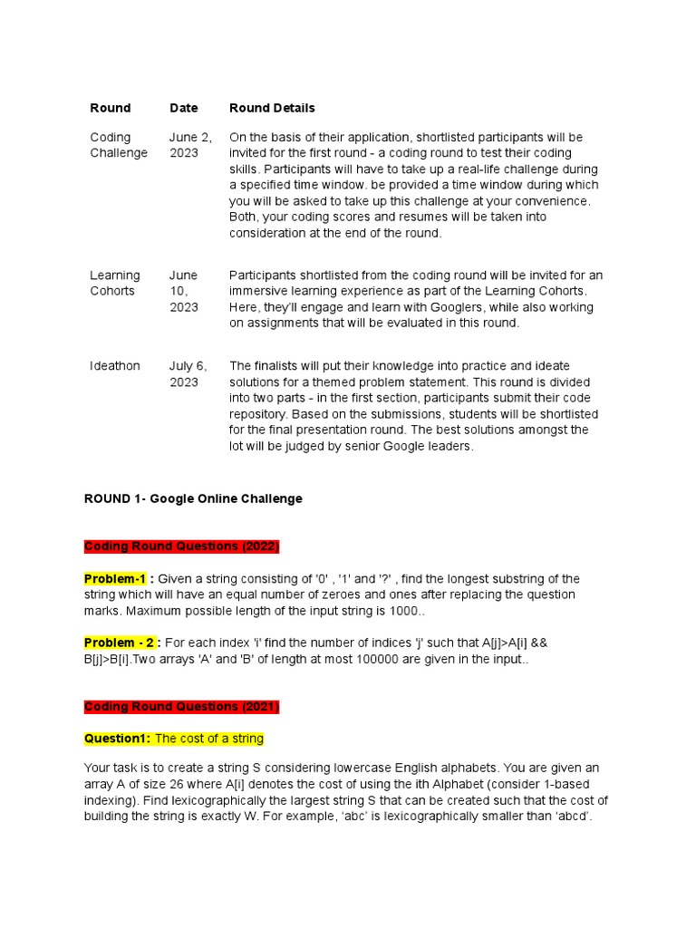 Google GH Coding Round | PDF | String (Computer Science) | Numbers Google GH Coding Round | PDF | String (Computer Science) | Numbers