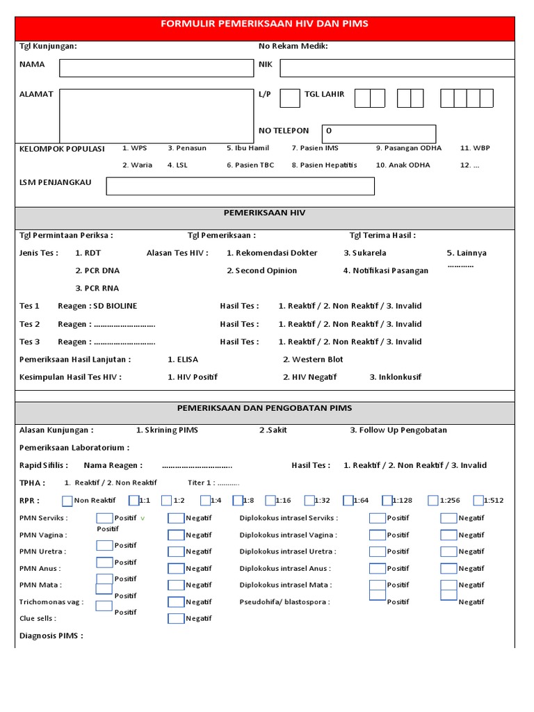 Formulir Pemeriksaan HIV dan PIMS | PDF | Sains & Matematika