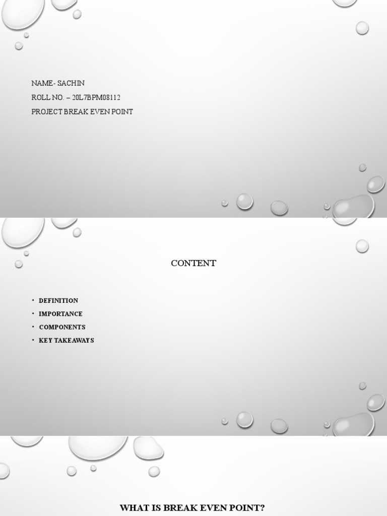 Project Break Even Point | PDF