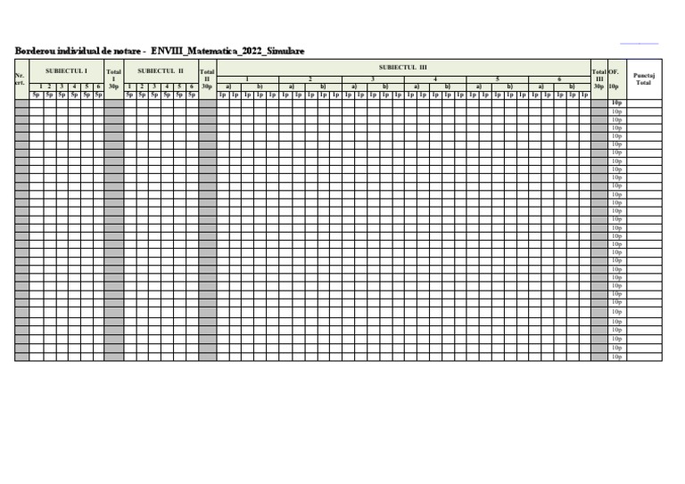 Borderou en VIII Matematica 2022 Simulare | PDF