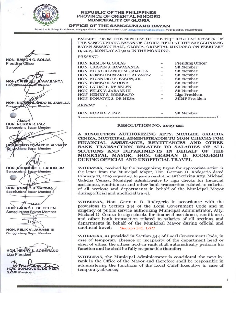 Sample Reso Municipal Administrator | PDF