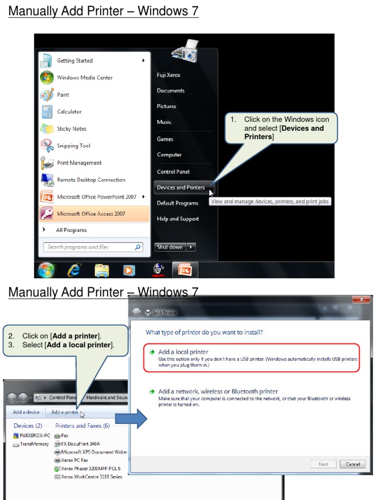 Printer Driver Installation-Windows 7-Manually Add Printer-1 | PDF
