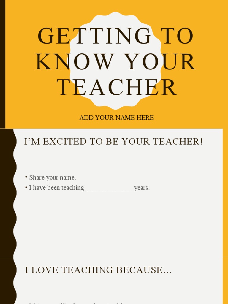 Meet Your Teacher: Class Introduction Guide | PDF