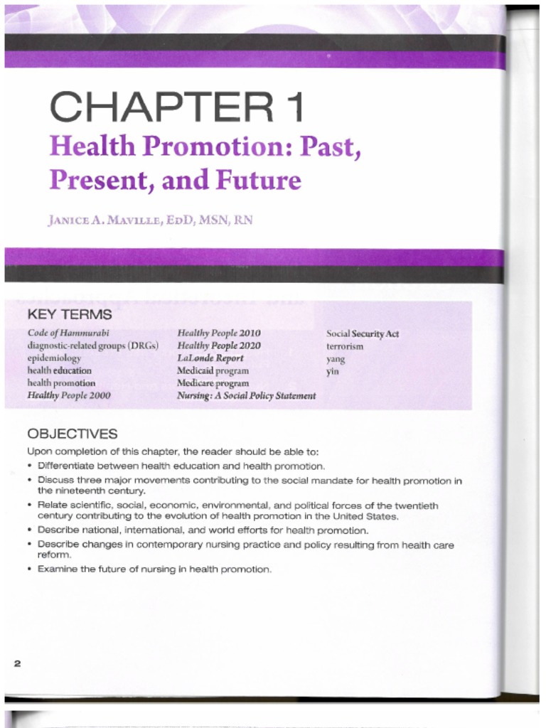 Health Promotion in Nursing Chapter 1 | PDF