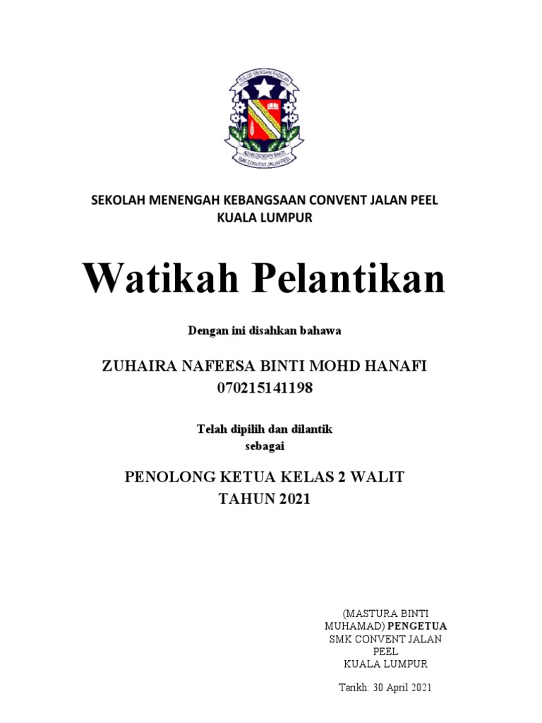 Watikah Pelantikan Ketua | PDF
