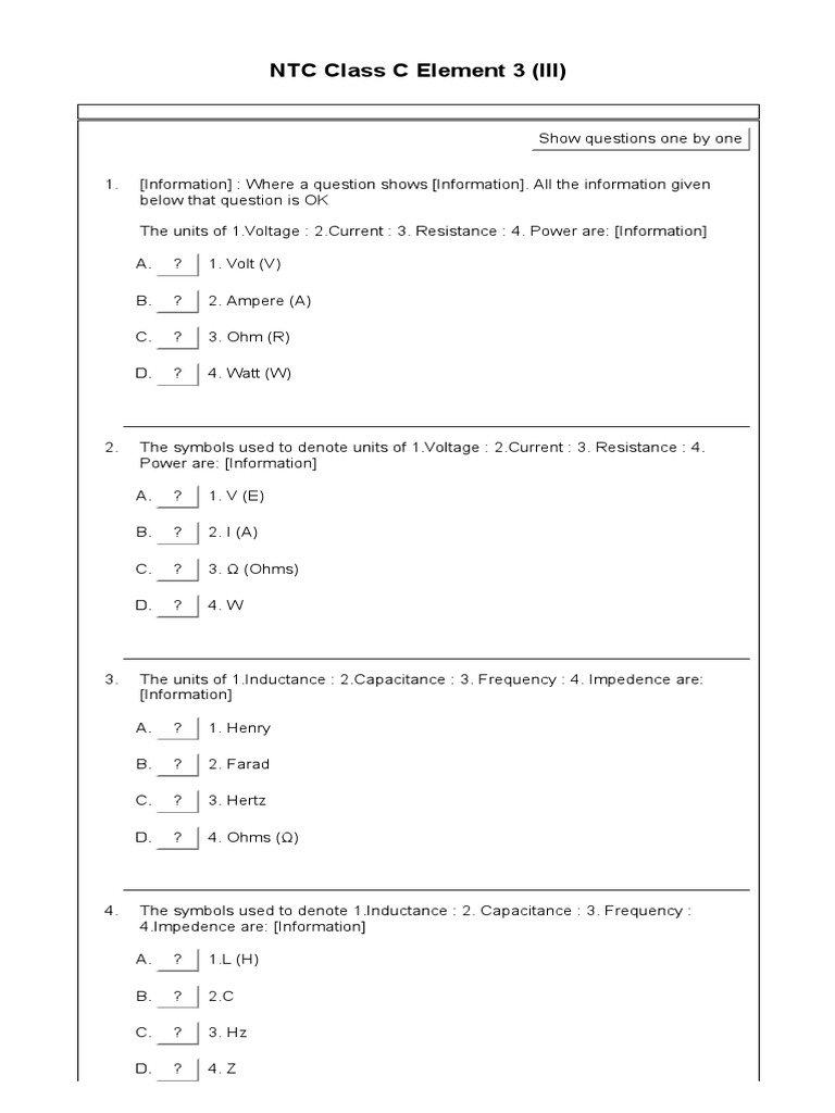 NTC Class C Element 3 (III) | PDF