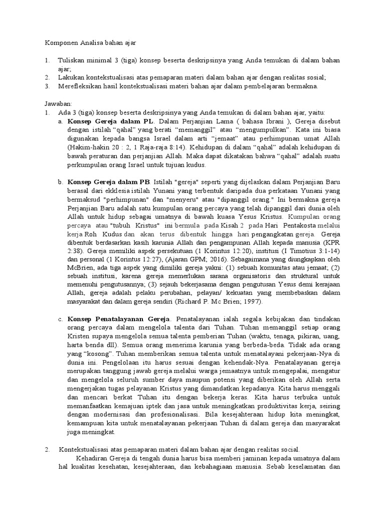 Analisa Bahan Ajar KB 1 | PDF