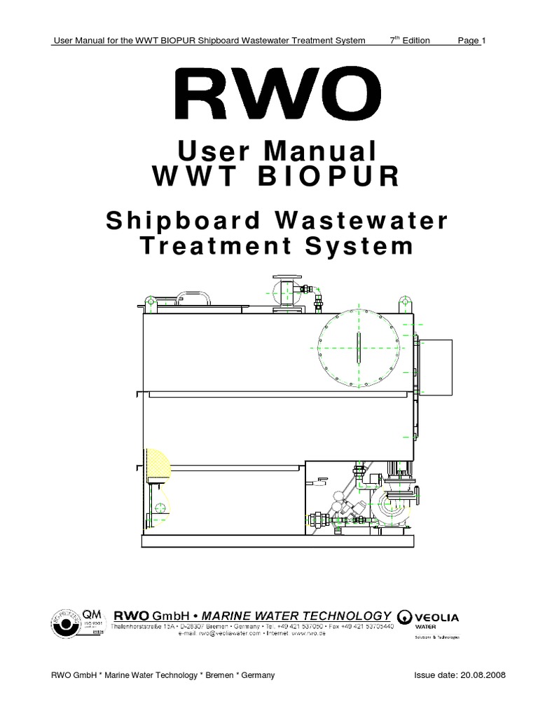 User Manual - WWT BIOPUR Shipboard Wastewater Treatment System | PDF
