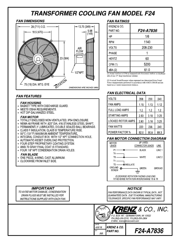 Transformer Cooling Fan Model F24 | PDF