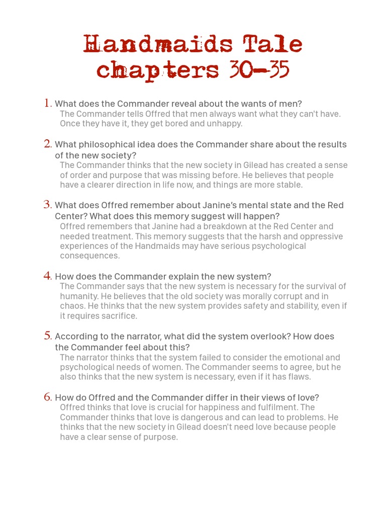 Handmaids Tale Chapters 30-35 | PDF