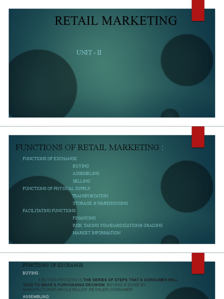 Functions of Retail Marketing Explained | PDF