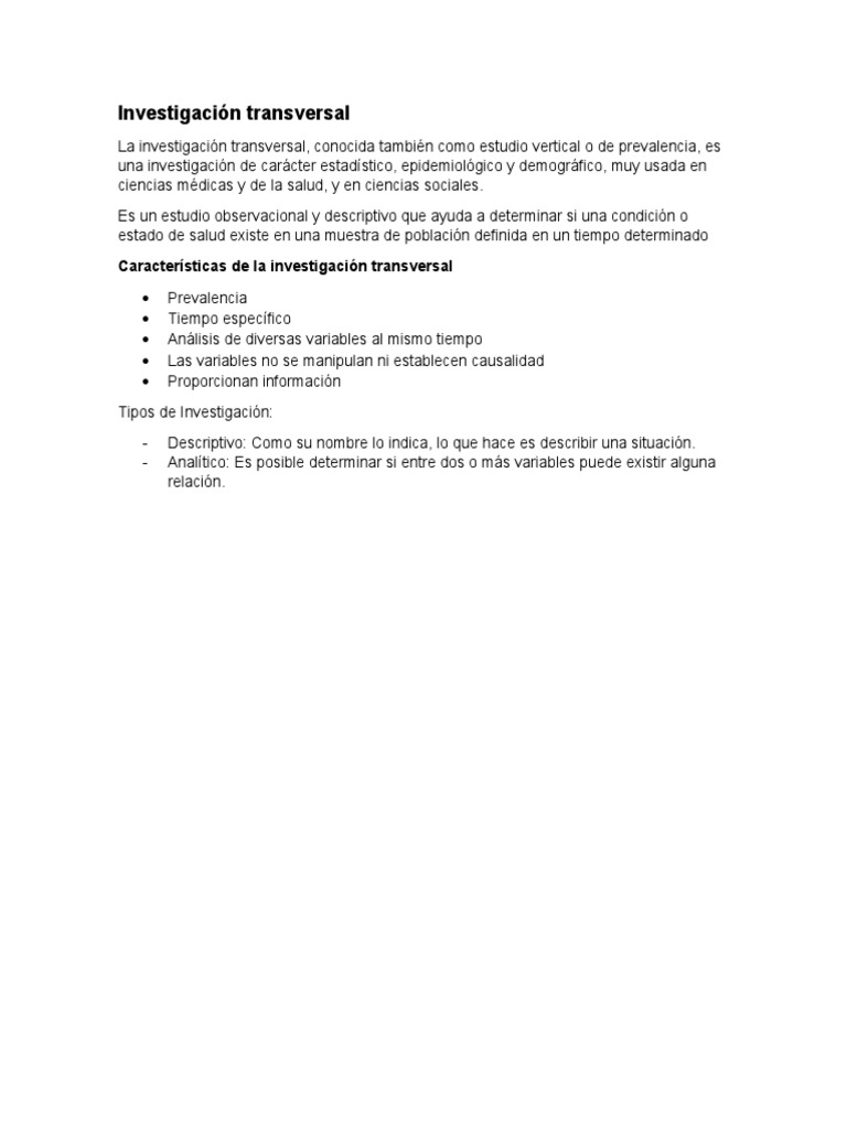 Investigación Transversal: Definición y Tipos | PDF | Salud y bienestar