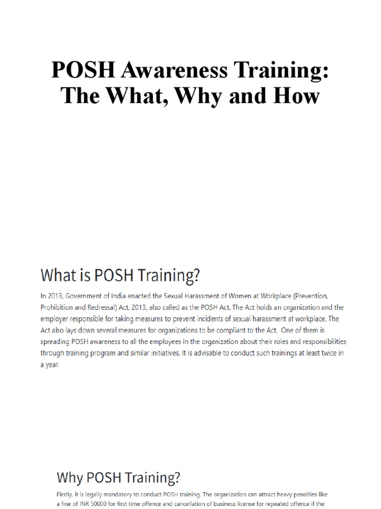 POSH Awareness Training | PDF
