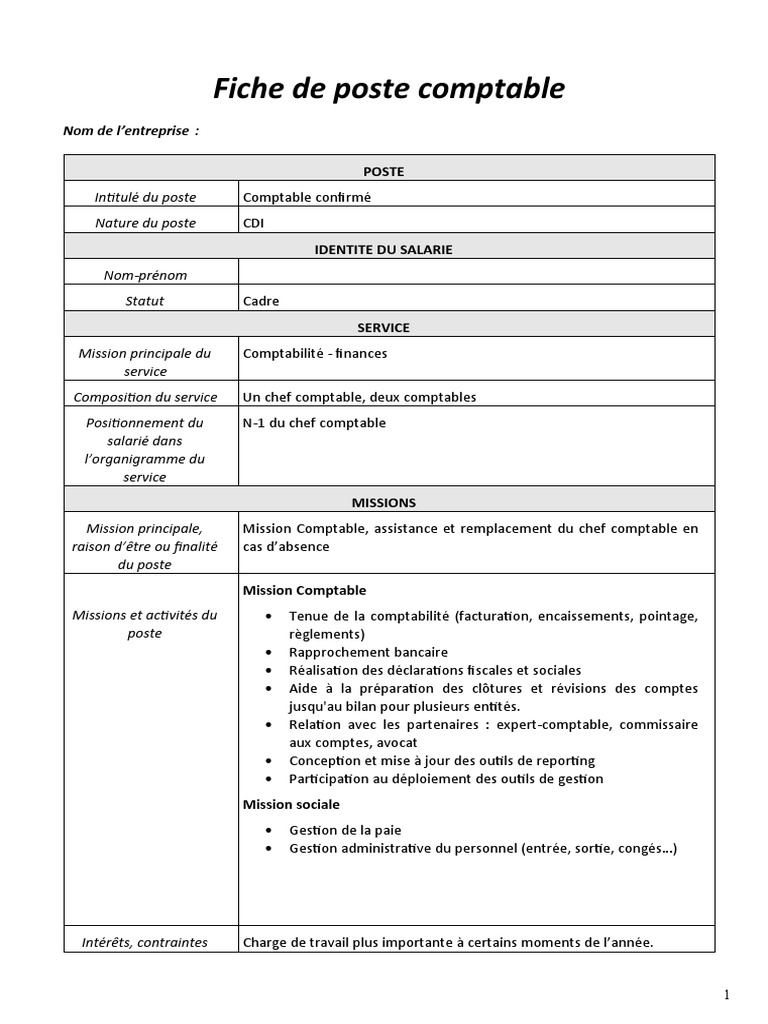 Modele-fiche-de-poste-comptable-Word-gratuit | PDF | Comptabilité | Business