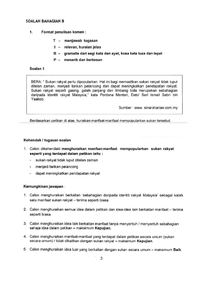 Skema BM SPM 2022 (Bahagian A Dan B) | PDF