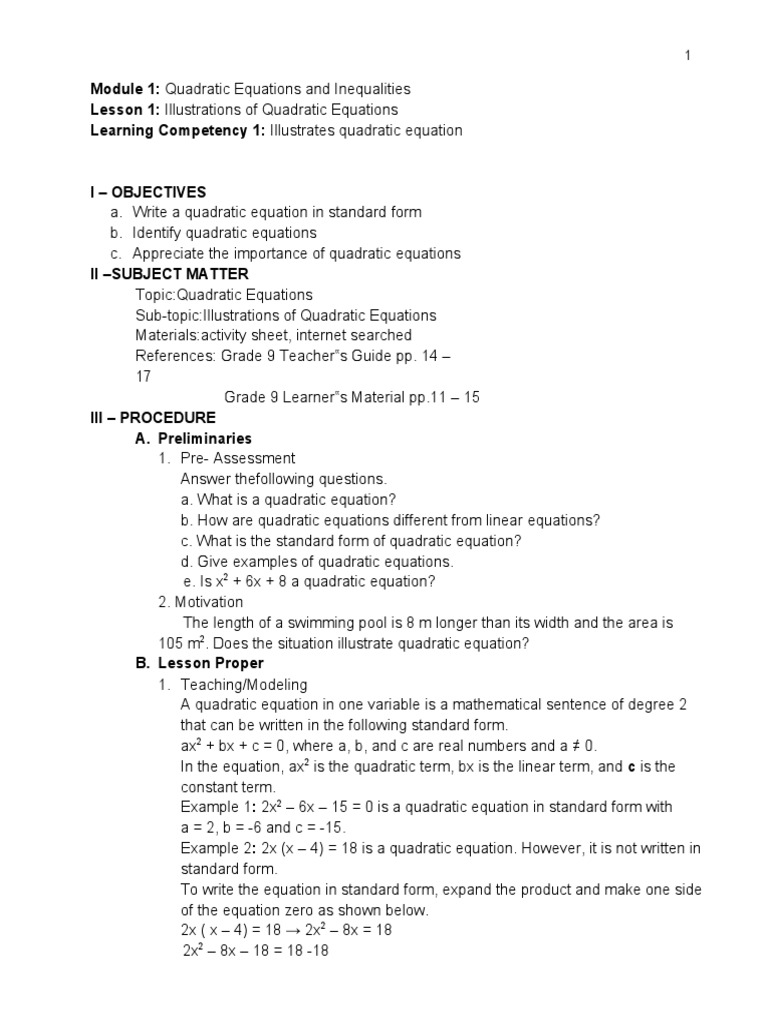 Grade 9 Math-LCTG 1st Quarter | PDF
