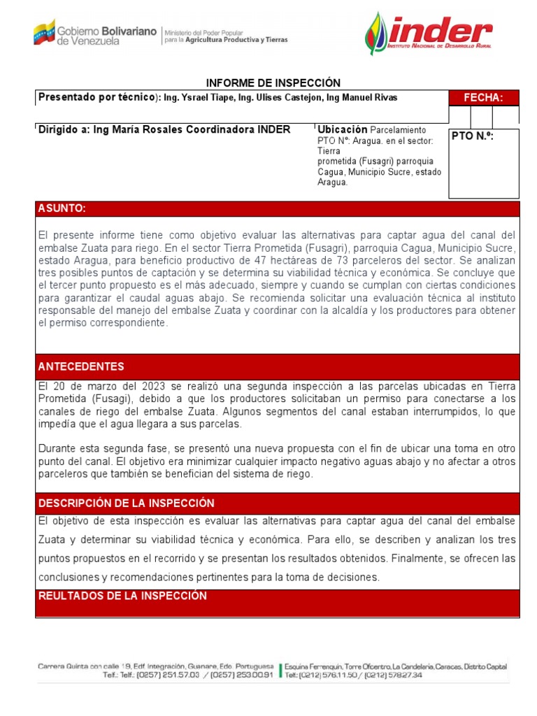 Formato de Informes de Inspección (1) | PDF