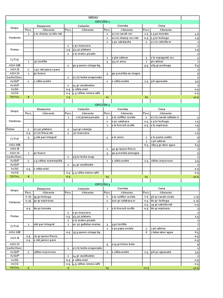menu 2300 kcal | PDF