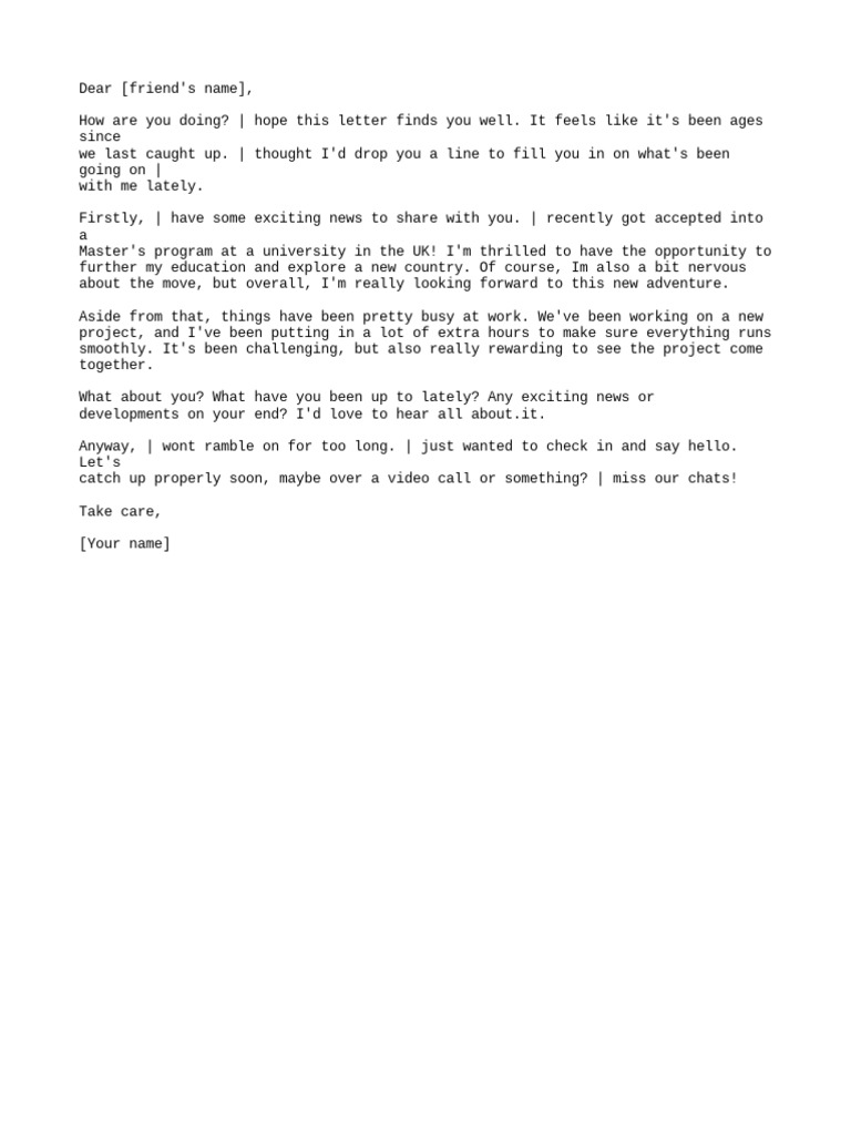 Carta Informal en Ingles para Un Amigo | PDF