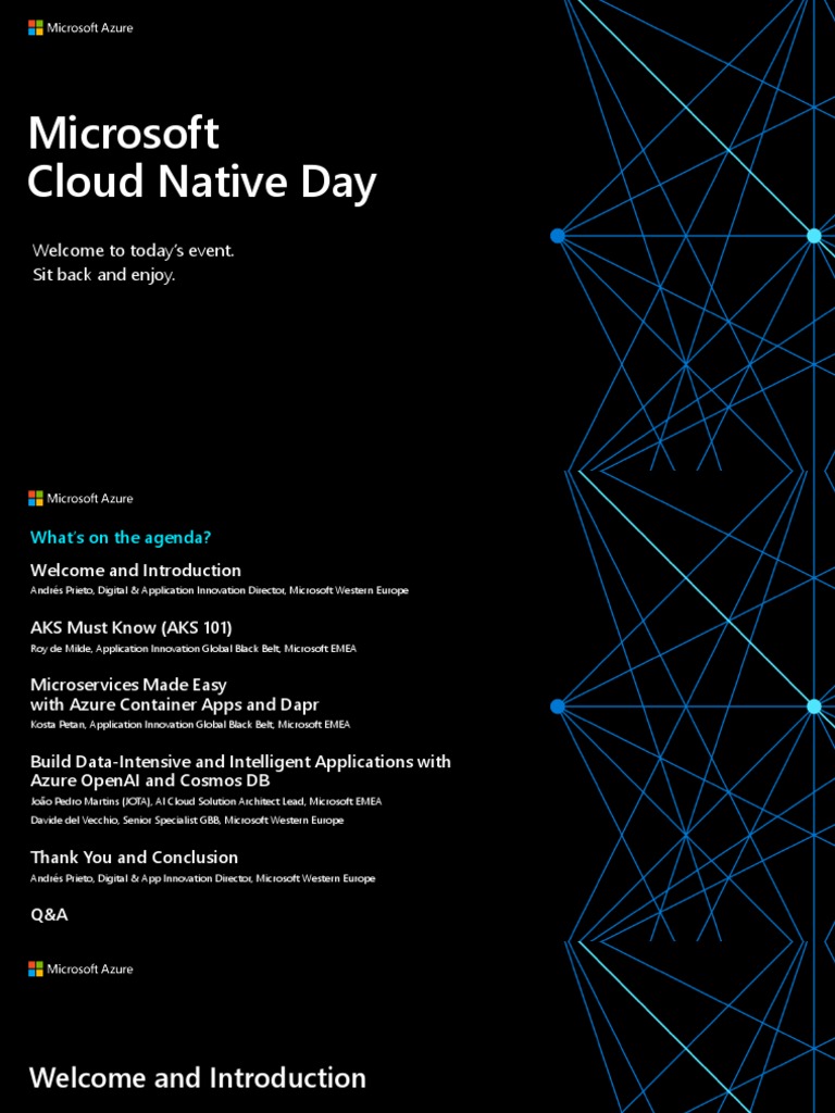 Microsoft Cloud Native Day: Welcome To Today's Event. Sit Back and ...